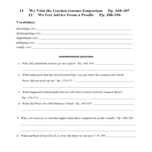 Comprehension questions chapters 11 12 | DOCX | Fiction | Books and ...