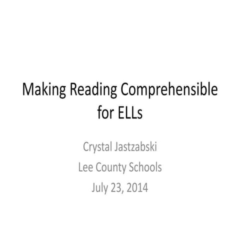 Making Reading Comprehensible for ELLs | PPT