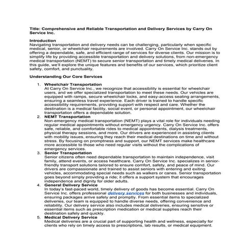 Comprehensive and Reliable Transportation and Delivery Services by ...