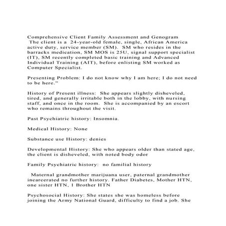 Comprehensive Client Family Assessment and Genogram The client.docx ...