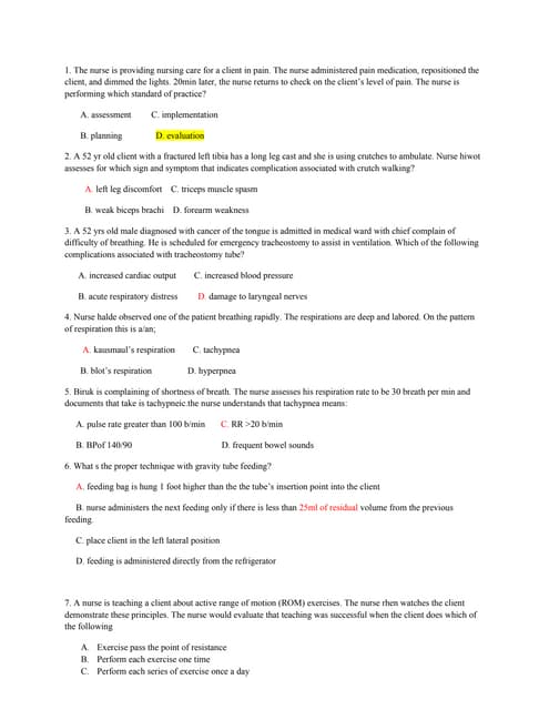 Nepal nursing council licencing exam mcqs sample | DOCX