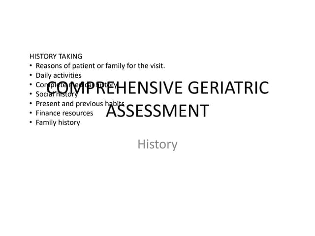 Geriatric Assessment , Assessment of Elderly | PPTX