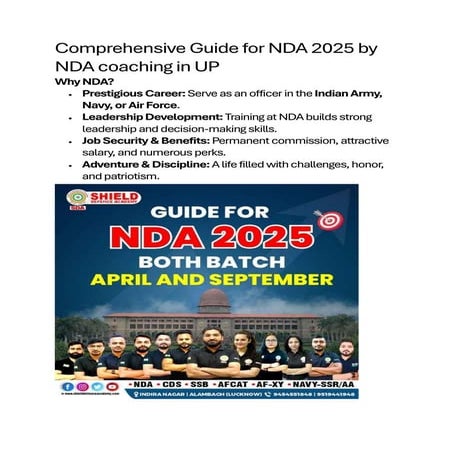 Comprehensive Guide for NDA 2025 by NDA coaching in UP | PDF