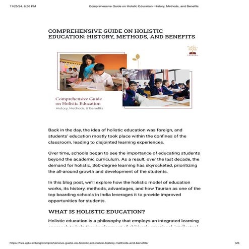 Comprehensive Guide on Holistic Education_ History, Methods, and ...