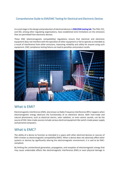 Key Components and Test Equipment for EMI EMC Testing | PDF