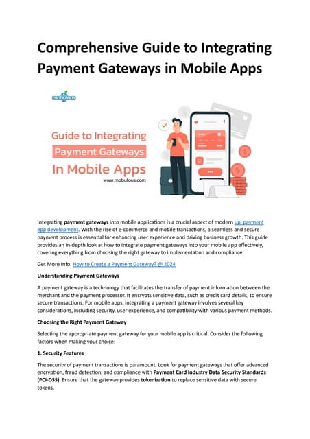 Comprehensive Guide to Integrating Payment Gateways in Mobile Apps | PDF Comprehensive Guide to Integrating Payment Gateways in Mobile Apps | PDF
