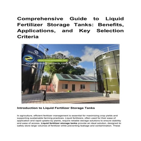 Comprehensive Guide to Liquid Fertilizer Storage Tanks_ Benefits ...