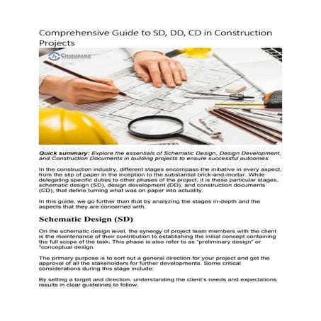 Comprehensive Guide To Sd Dd Cd In Construction Projects Pdf