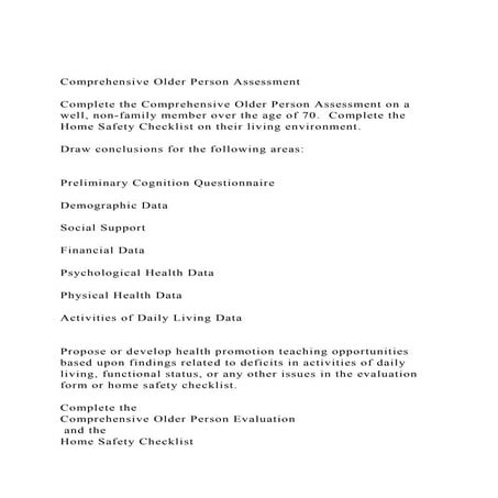 Comprehensive Older Person Assessment Complete the Compre.docx