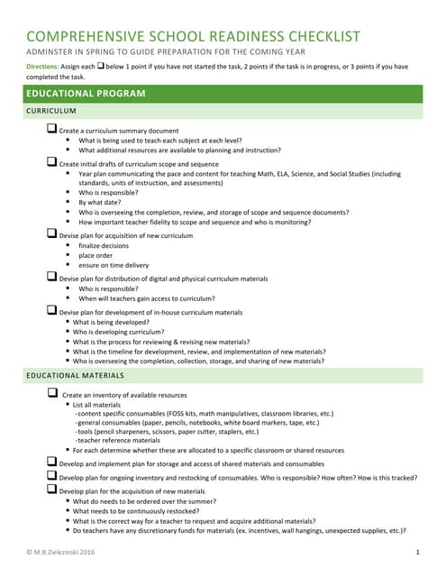 Readiness Checklist 0 6 | PDF