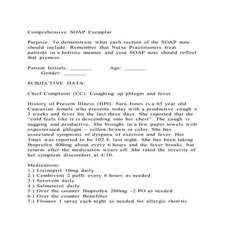 Comprehensive SOAP ExemplarPurpose To demonstrate what each s | PDF
