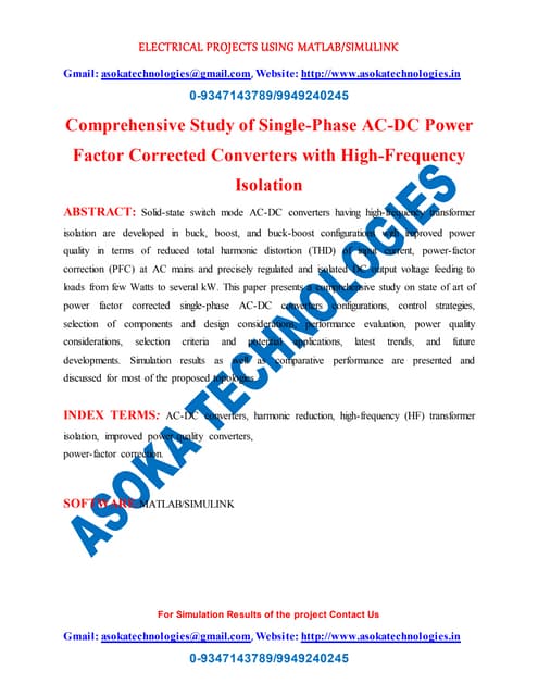 Three Phase Single Stage Isolated Cuk based PFC Converter | PDF