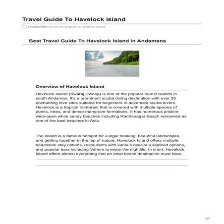 Comprehensive Travel Guide to Havelock, Andaman Islands | PDF