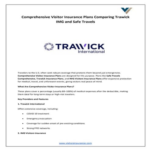 Comprehensive Visitor Insurance Plans Comparing Trawick IMG and Safe ...