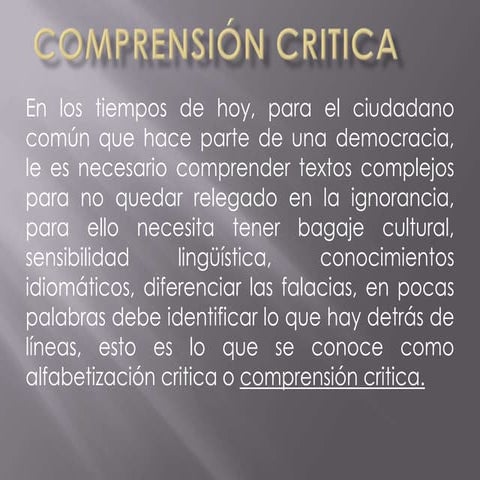 Comprension critica | PPTX