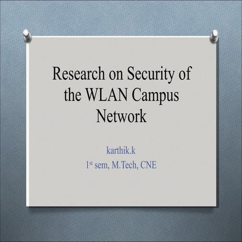 Research on security of the wlan campus network | PPT