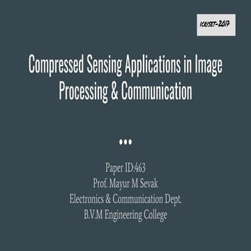 Compressed Sensing Applications In Image Processing And Communication 1