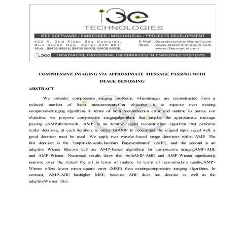 Compressive Imaging Via Approximate Message Passing With Image Denoising Pdf
