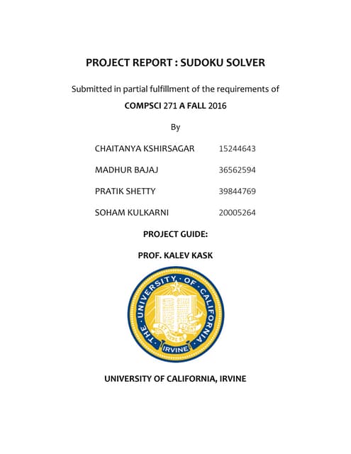 Sudoku solver ppt | PPTX