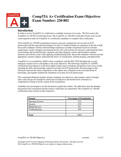 Lecture 1: CompTIA A+ Certification | PDF
