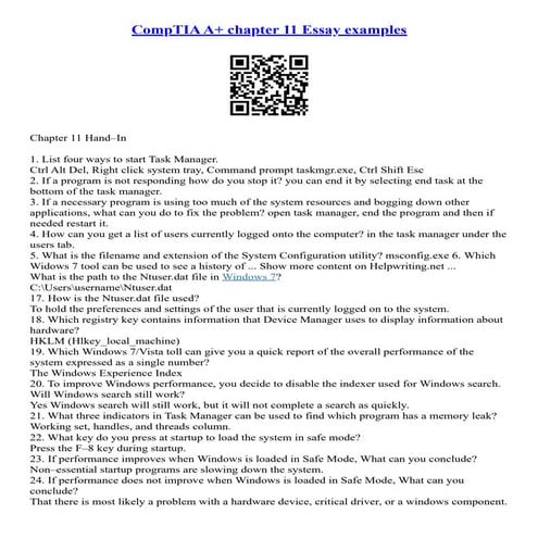 CompTIA A+ Chapter 11 Essay Examples | PDF | Operating Systems ...