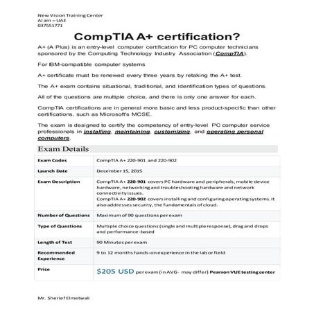 Comptia a+ overview | DOCX