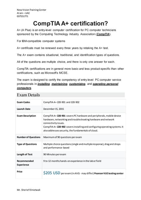 Lecture 1 Comptia A Certification Ppt