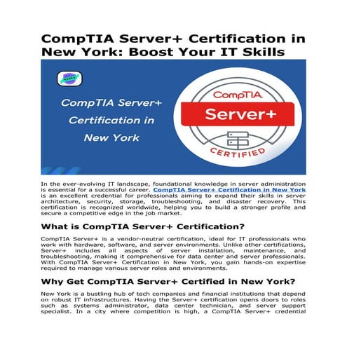 CompTIA Server+ Certification in New York_ Boost Your IT Skills.docx