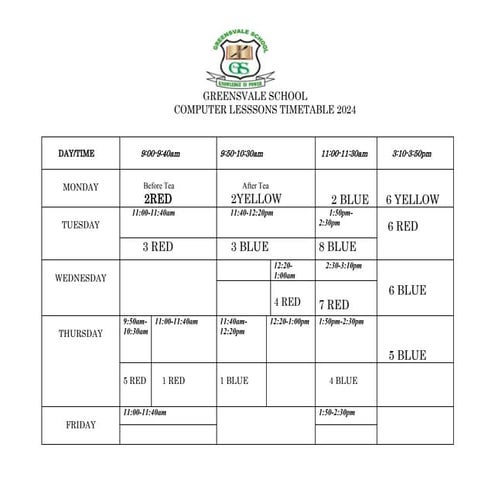 COMP Timetable for primary school in kenya | DOCX
