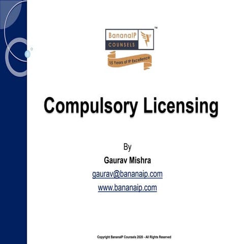 Compulsory licensing - Talk by Gaurav Mishra at event organized by ...