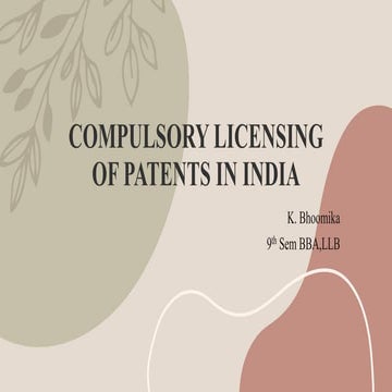 compulsory licensing of patent is my topic | PPTX