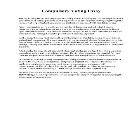 Compulsory Voting Essay.pdf | Civic affairs | Politics