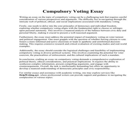 Compulsory Voting Essay | PDF