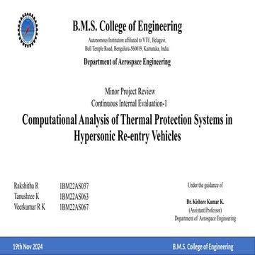 Computational Analysis of Thermal Protection Systems in Hypersonic Re ...