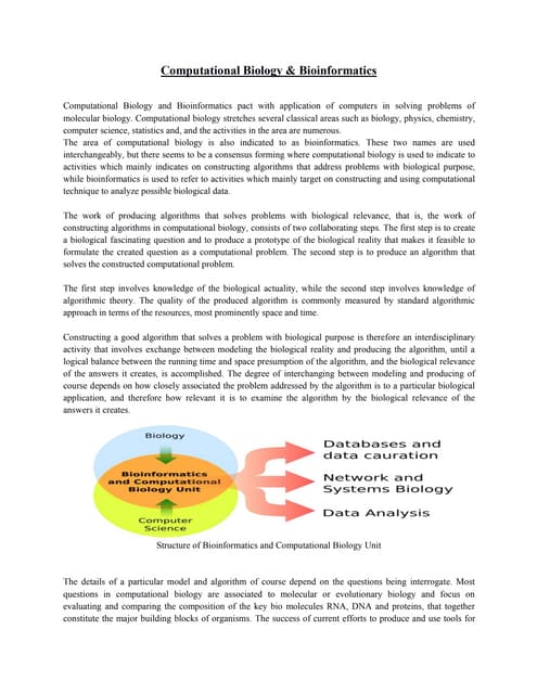 Computational Biology And Bioinformatics Pdf