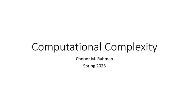 Computational Complexity Pptx