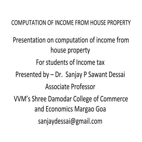 Computation of income from house property | PPT