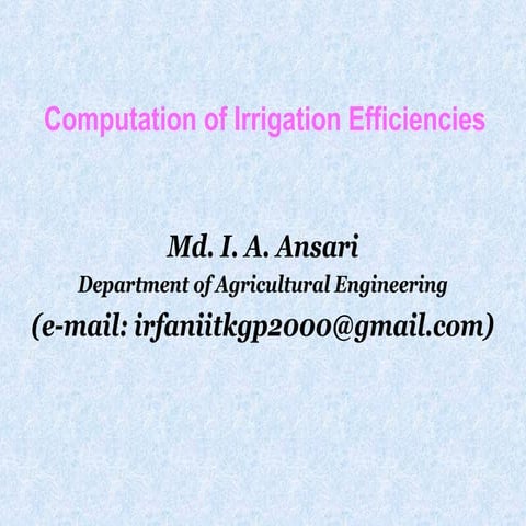 Computation of irrigation efficiency | PPT