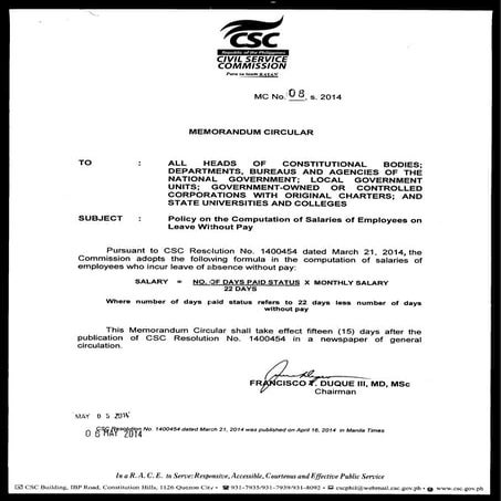 Computation on leave without pay | PDF