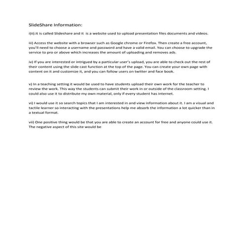 SlideShare Information | DOCX