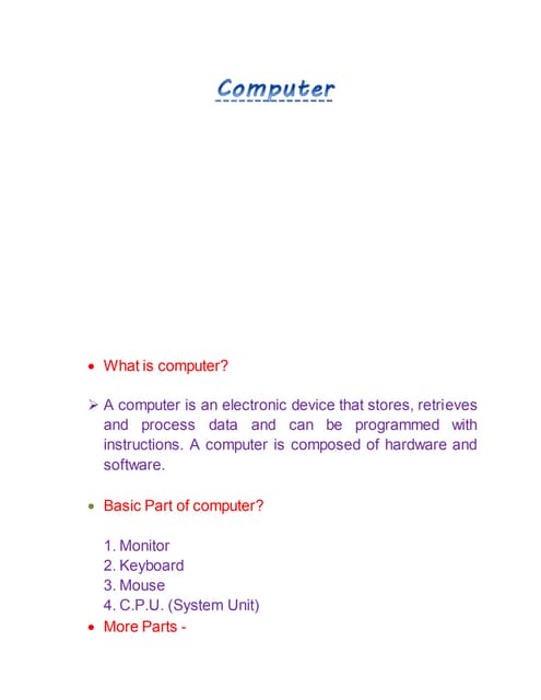 Basic computer ppt | PPTX | Desktop Publishing | Computer Software and ...