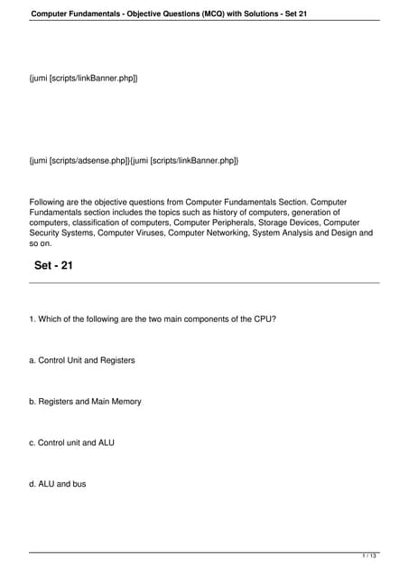 Computers basic mcq questions 3 | PDF