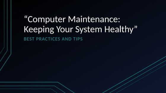 Troubleshooting and maintenance | PPTX | Operating Systems | Computer Software and Applications