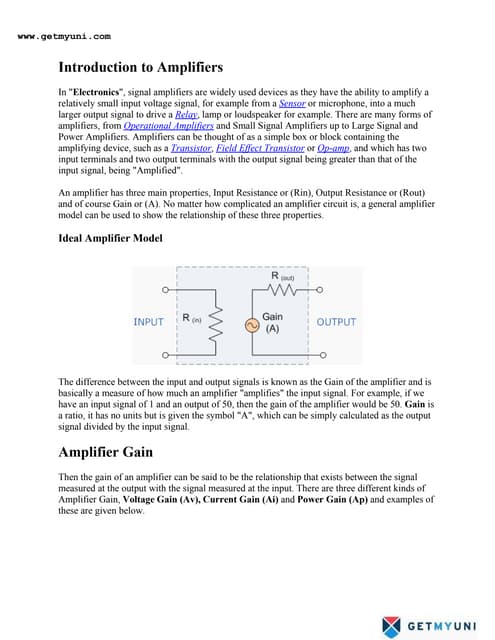 Basics of amplifier.ppt | Digital Audio | Computer Software and Applications