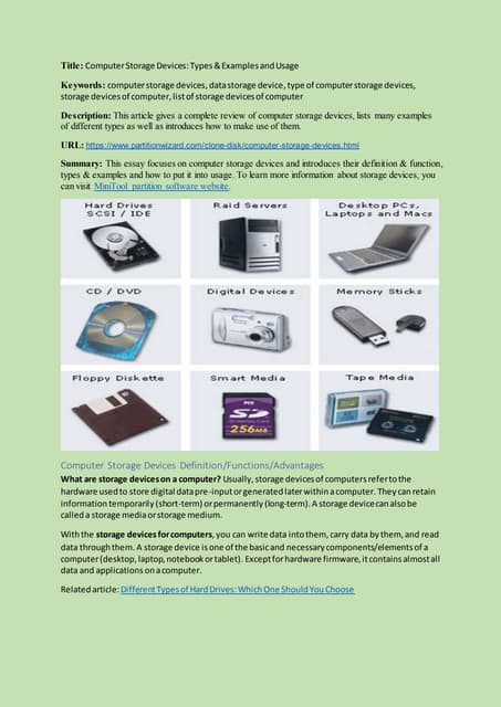 TYPE OF STORAGE computer computer instructor | PPTX