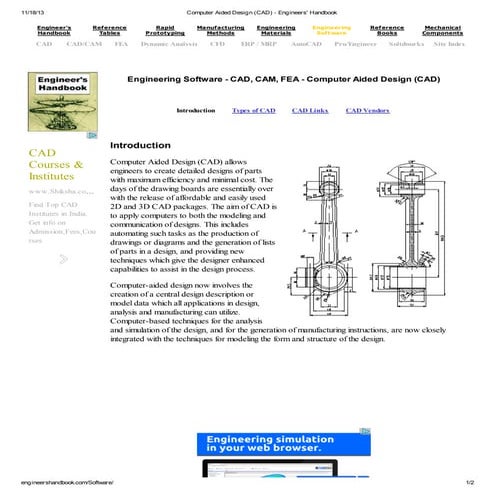 Computer aided design (cad) engineers' handbook | PDF