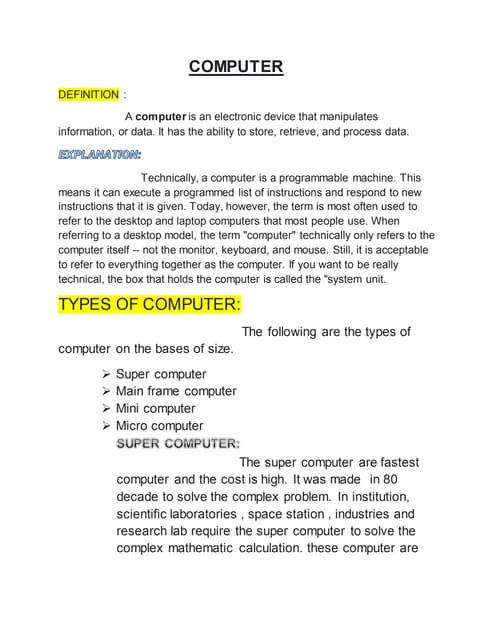 Classification of Computers | PPT