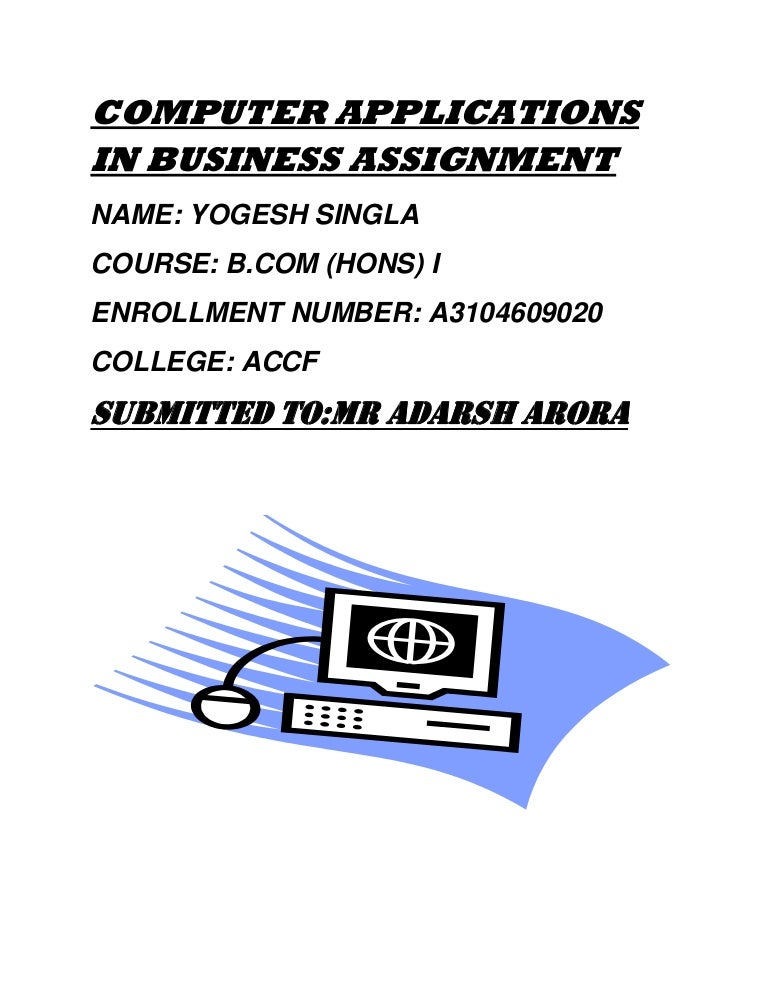 Computer Applications In Business Assignment