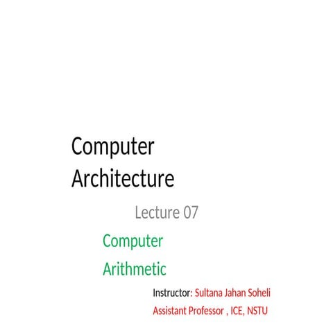 Computer Org Architecture Lecture 07 Pptx