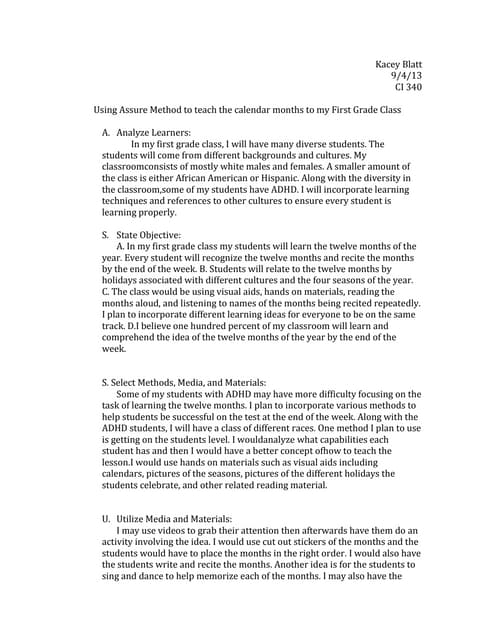 Assure Method Assignment | DOCX